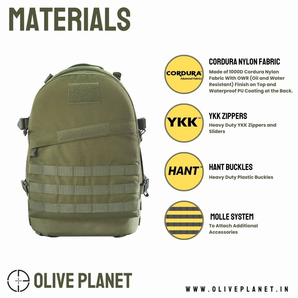 3 Day Tactical Backpack | 36 Liters | Cordura Nylon – Olive Planet